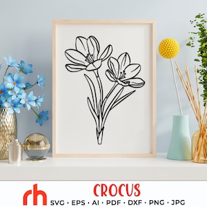 Crocus SVG, Spring Flower Cut File, March Birth Plant DXF, Crocus ...