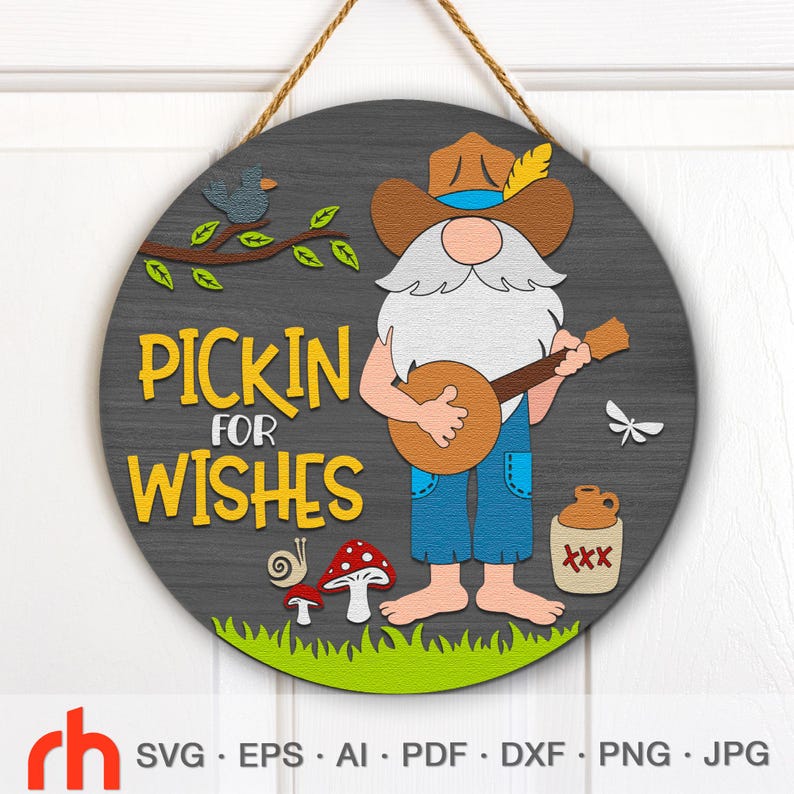 Pickin’ for Wishes SVG, Country Door Sign Cut File, Silhouette of a ...
