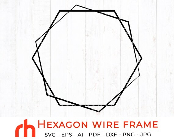 Hexagon wire frame svg Hexagon monogram frame svg Basic | Etsy