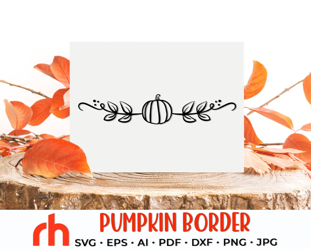 Pumpkin Border SVG, Fall Wreath Cut File, Pumpkin With Leaves DXF ...