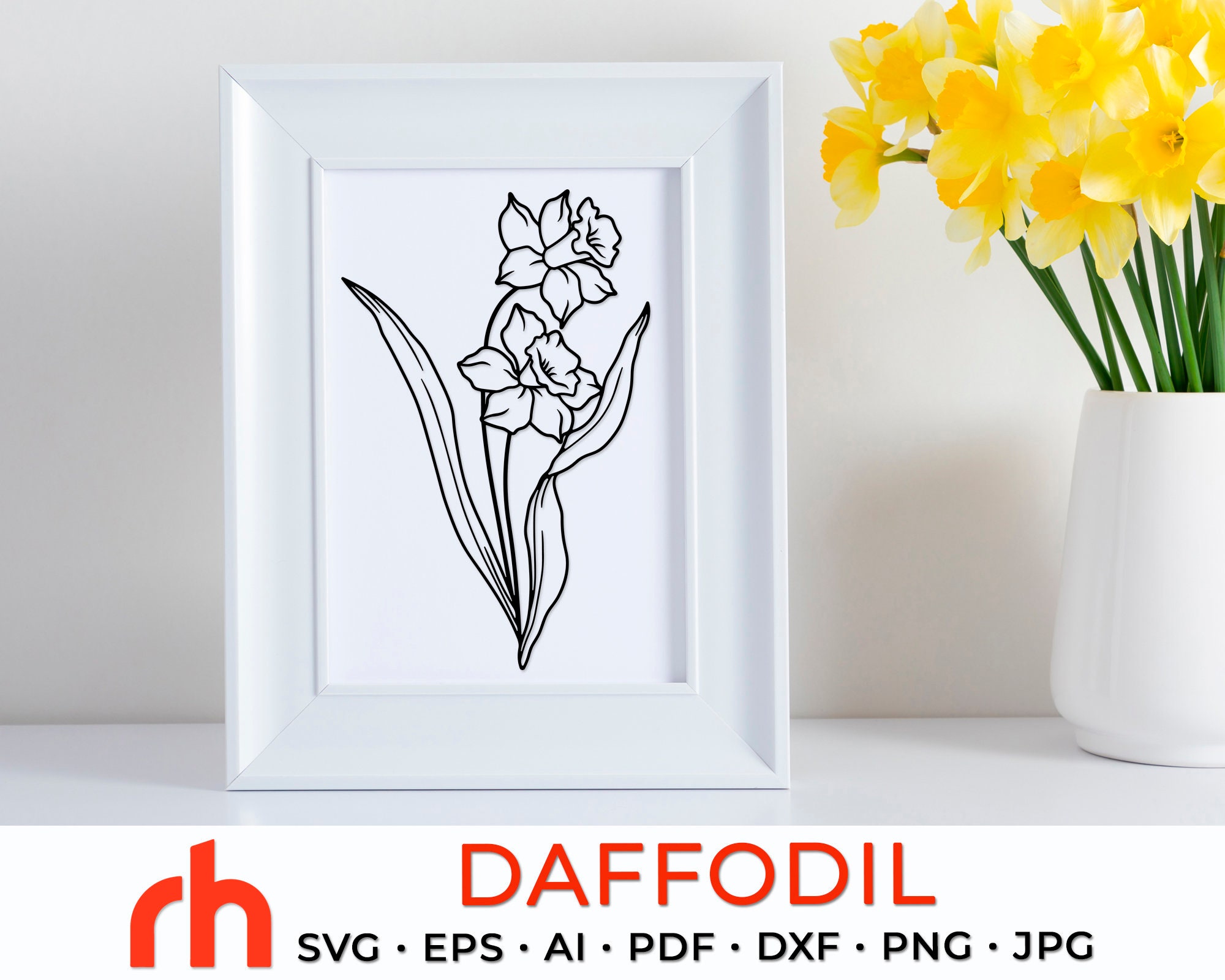 Daffodil SVG, Pisces Flower Cut File, March Birth Plant DXF, Spring ...