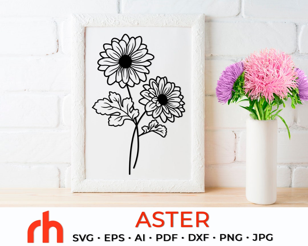 Aster SVG, Virgo Flower Cut File, September Plant DXF, Fall Flower ...