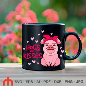 Hogs and Kisses SVG, Layered Door Sign Cut File, Silhouette of a Pig in ...
