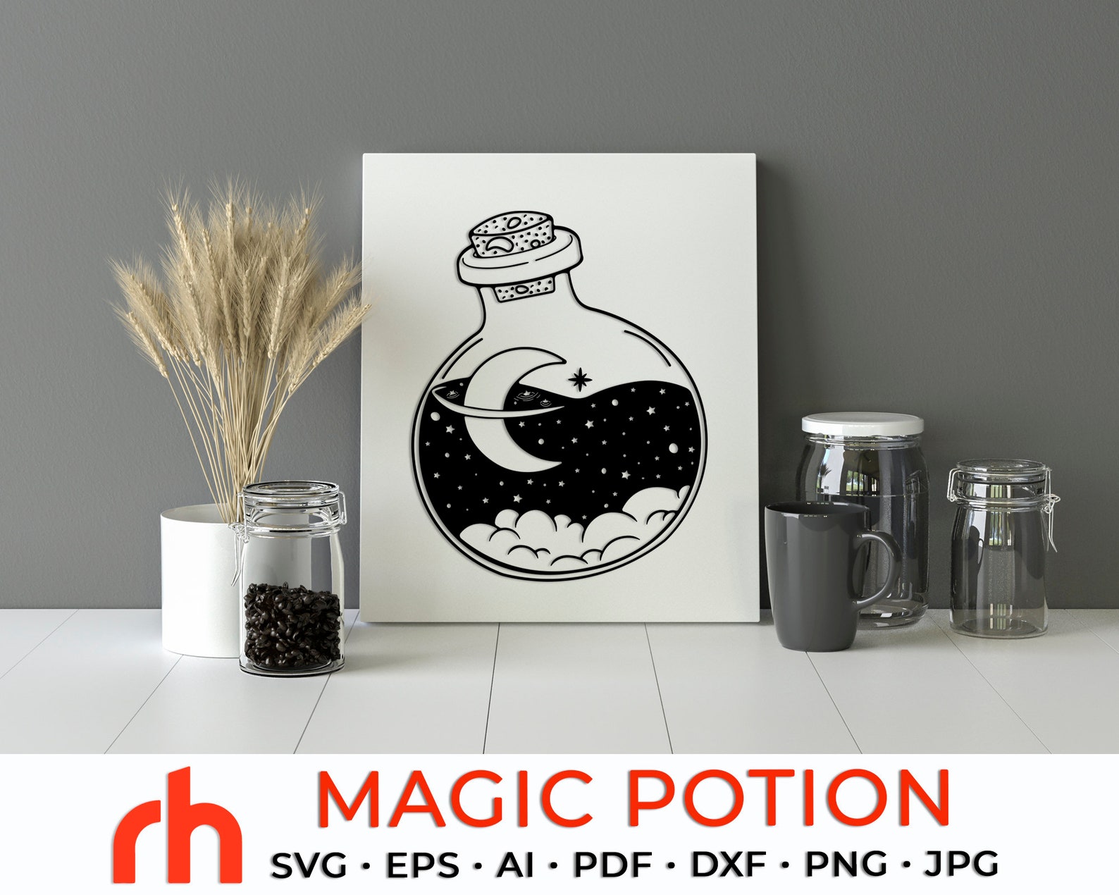 Magic Potion SVG Moon in a Bottle DXF - Etsy