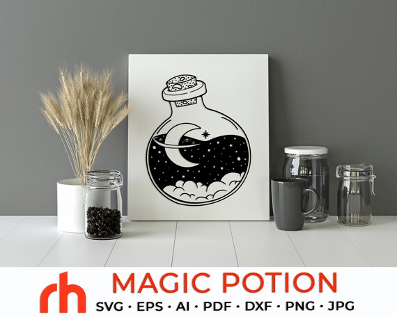 Magic Potion SVG Moon in a Bottle DXF - Etsy