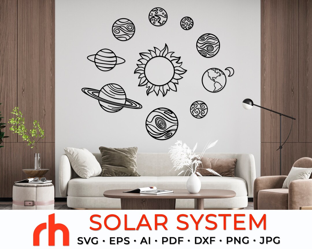 Solar System SVG, Planets Cut File, Earth, Pluto, Venera, Saturn, Sun ...