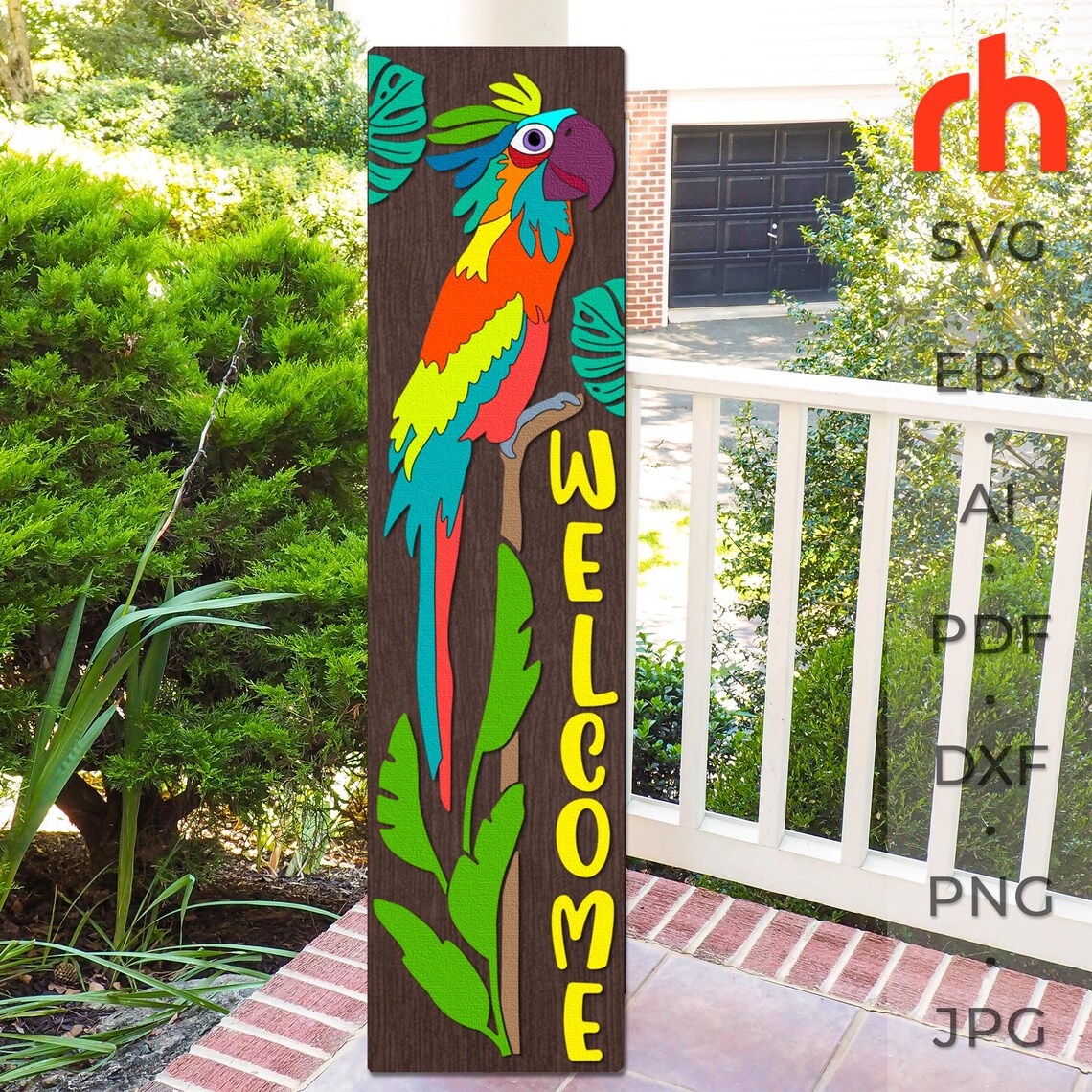 Parrot Welcome SVG, Layered Porch Sign Cut File, Summer Sitter DXF ...