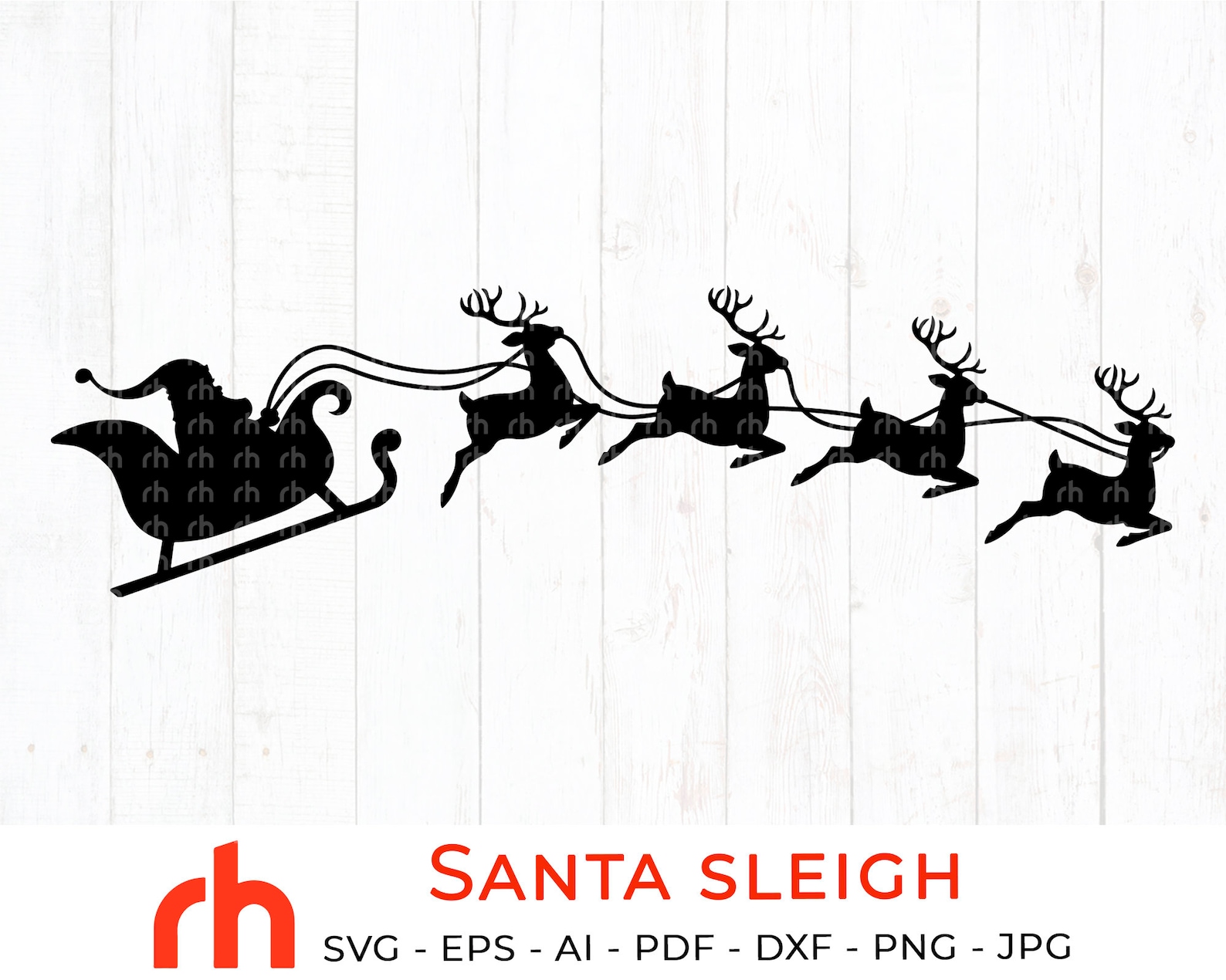 Santa Sleigh Svg Santa and Reindeer Svg Christmas Scene | Etsy