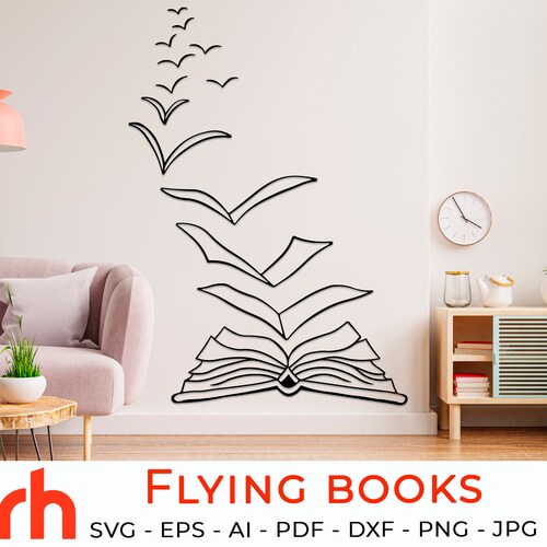 Flying Books SVG Stack of Books Cut File - Etsy