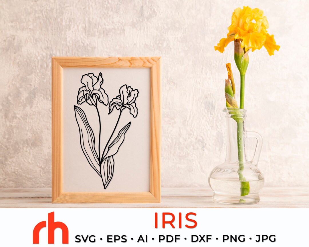 Iris SVG, February Flower Cut File, Iris Outline, Aquarius Plant DXF ...