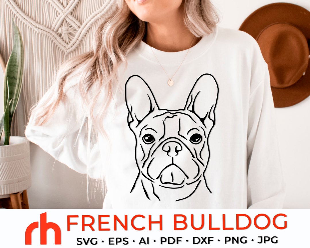 French Bulldog SVG Frenchie Cut File Dog Face Outline - Etsy