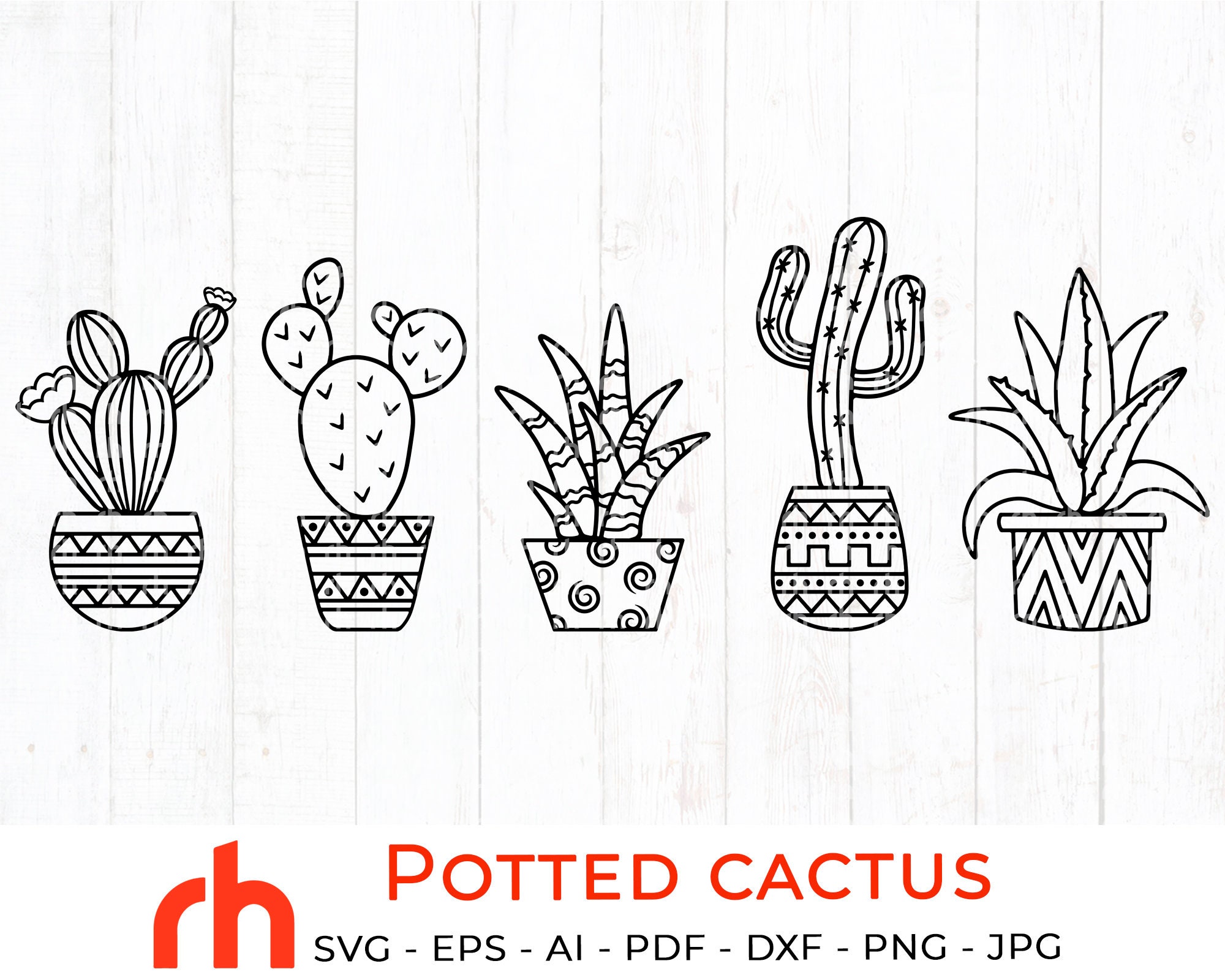 Potted cactus svg Potted succulent svg Potted houseplants | Etsy