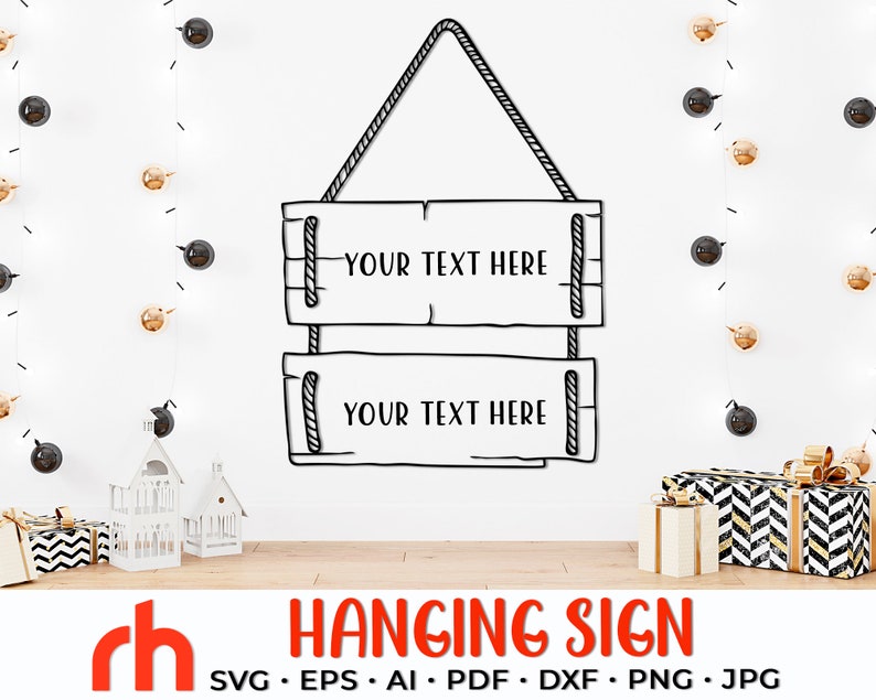 Blank Wooden Sign SVG Hanging Signboard Cut File Direction - Etsy