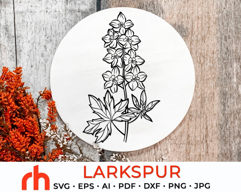 Larkspur SVG, Cancer Cut File, July Birth Flower DXF, Zodiac Design PDF ...
