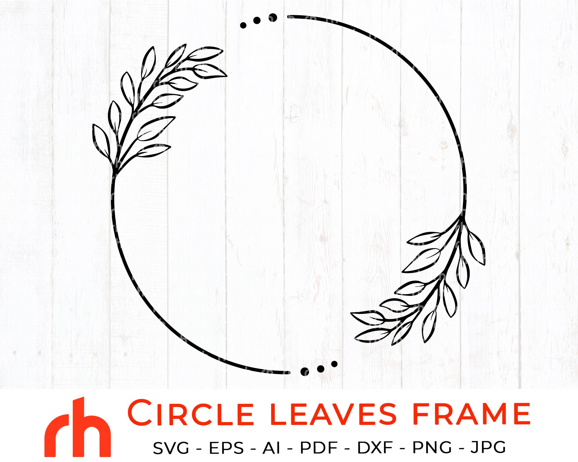 Het kader van de cirkel met bladeren svg De krans svg van de | Etsy