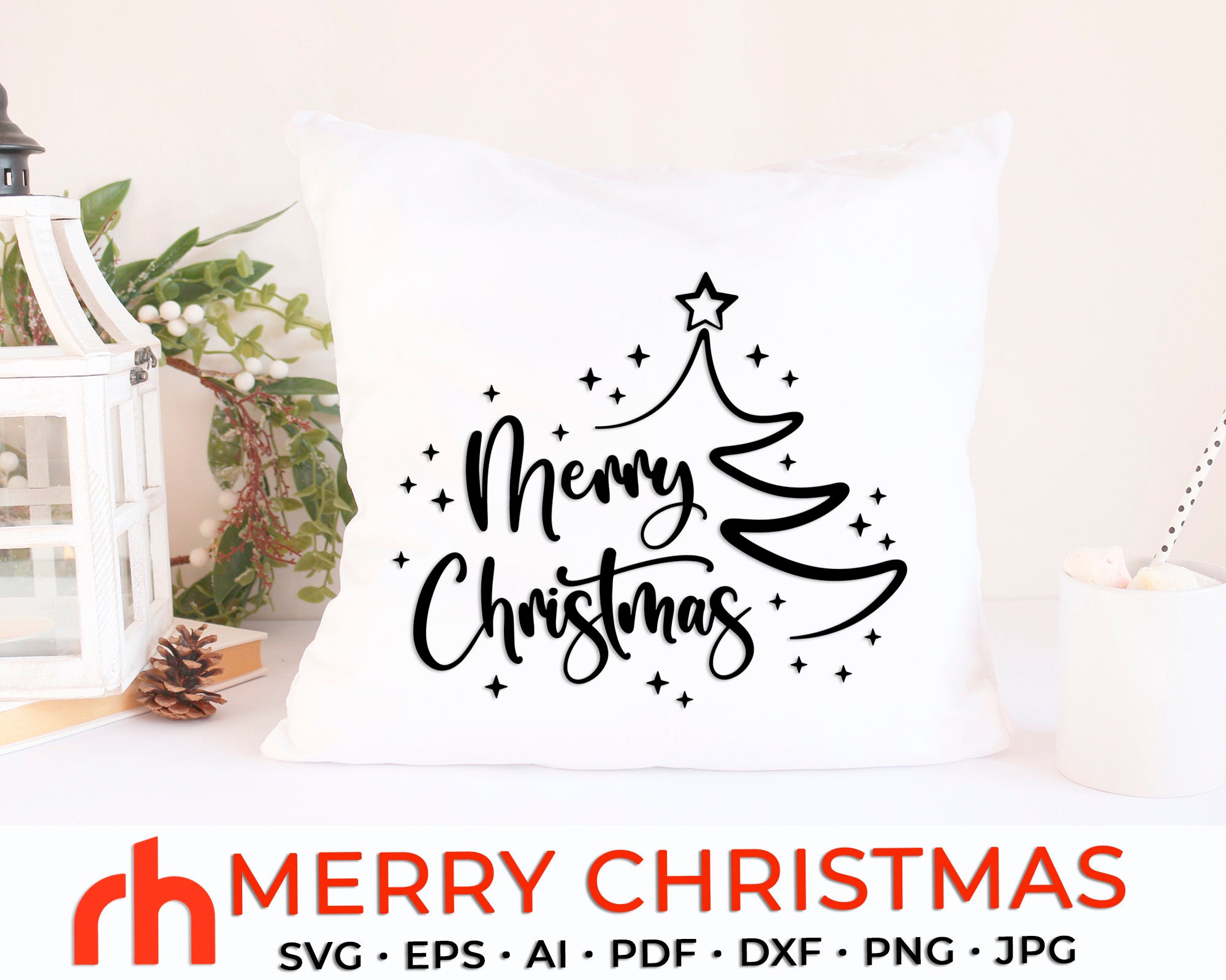 Merry Christmas SVG Xmas Tree Cut File - Etsy