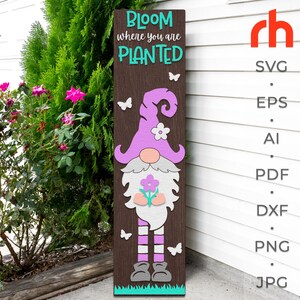 Spring Gnome Sign SVG Bundle, Garden Porch Sign Cut File, Layered ...
