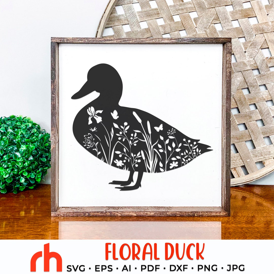Floral Duck SVG, Flower Animal Cut File, Farm Life DXF, Easter Decor ...