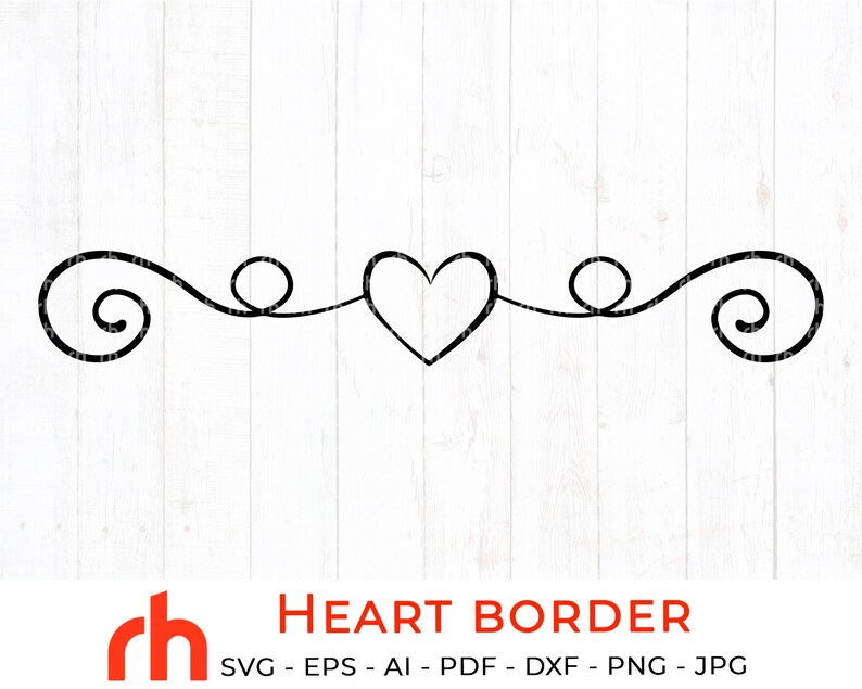 Heart Border SVG Line Divider Cut File - Etsy