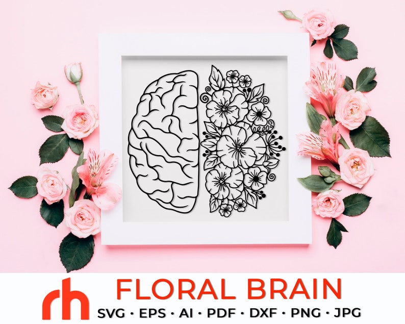 Floral Brain SVG Flower Anatomy Cut File Mental Health DXF - Etsy