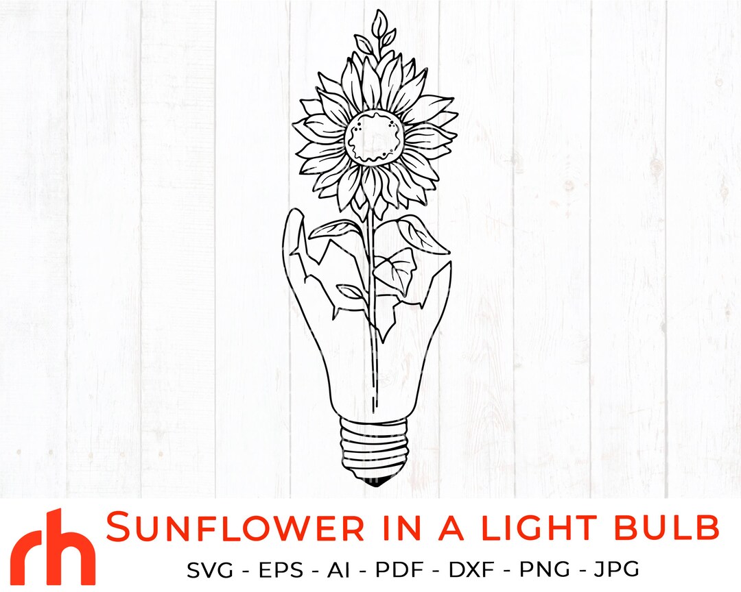 Sunflower in a Light Bulb Svg Floral Light Bulb Svg Flower - Etsy