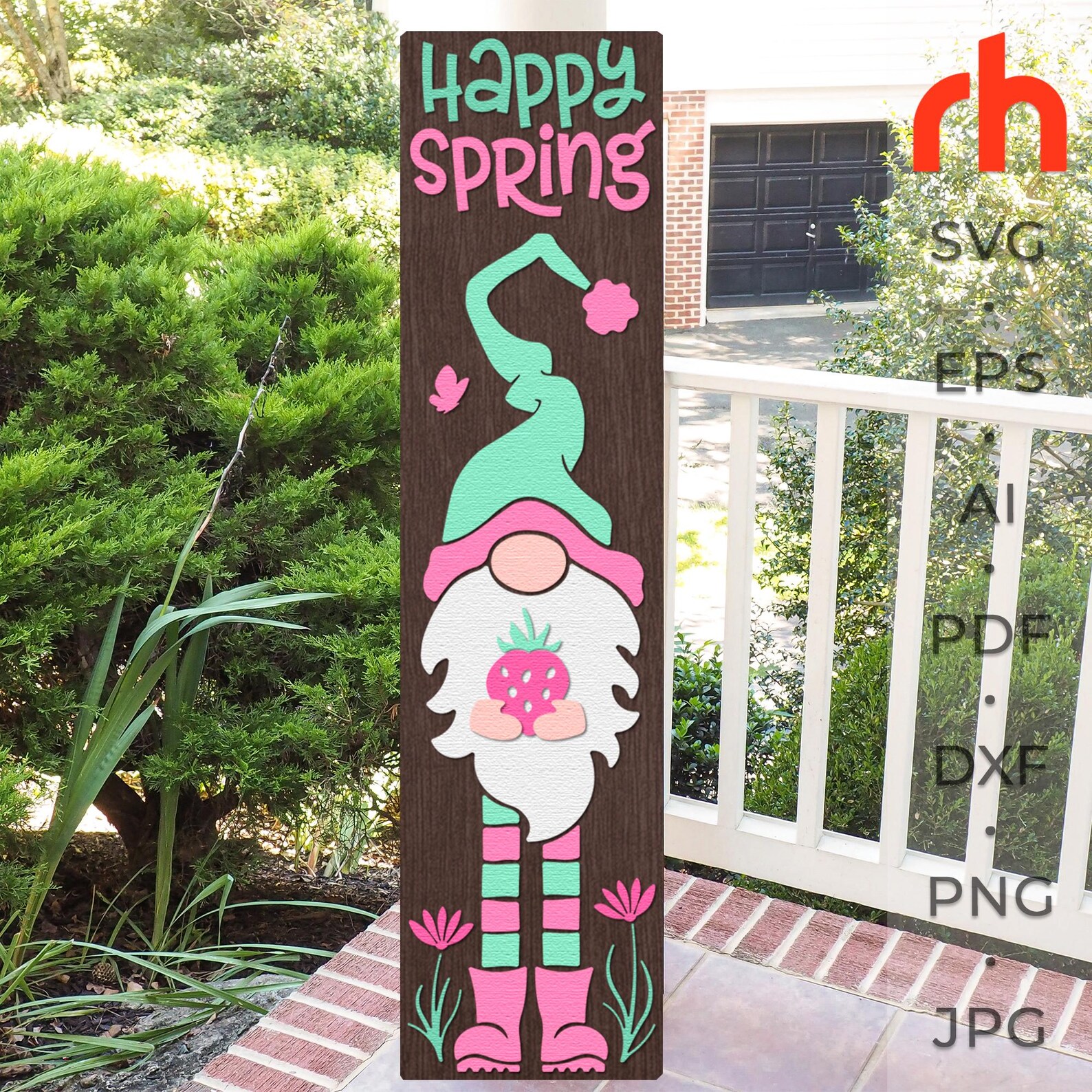 Happy Spring SVG, Layered Porch Sign Cut File, Spring Leaner DXF ...