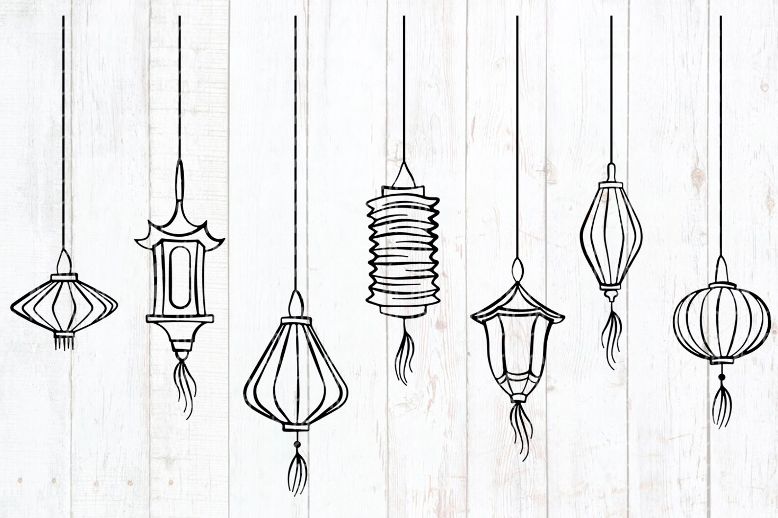 Chinese Lanterns SVG Hanging Lanterns Cut File - Etsy
