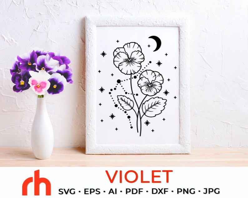 Violet SVG February Flower Cut File Pansies Outline - Etsy
