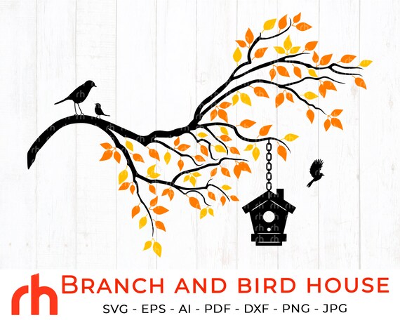 Branch and Birdhouse Svg Tree Branch Svg Fall Tree Branch | Etsy