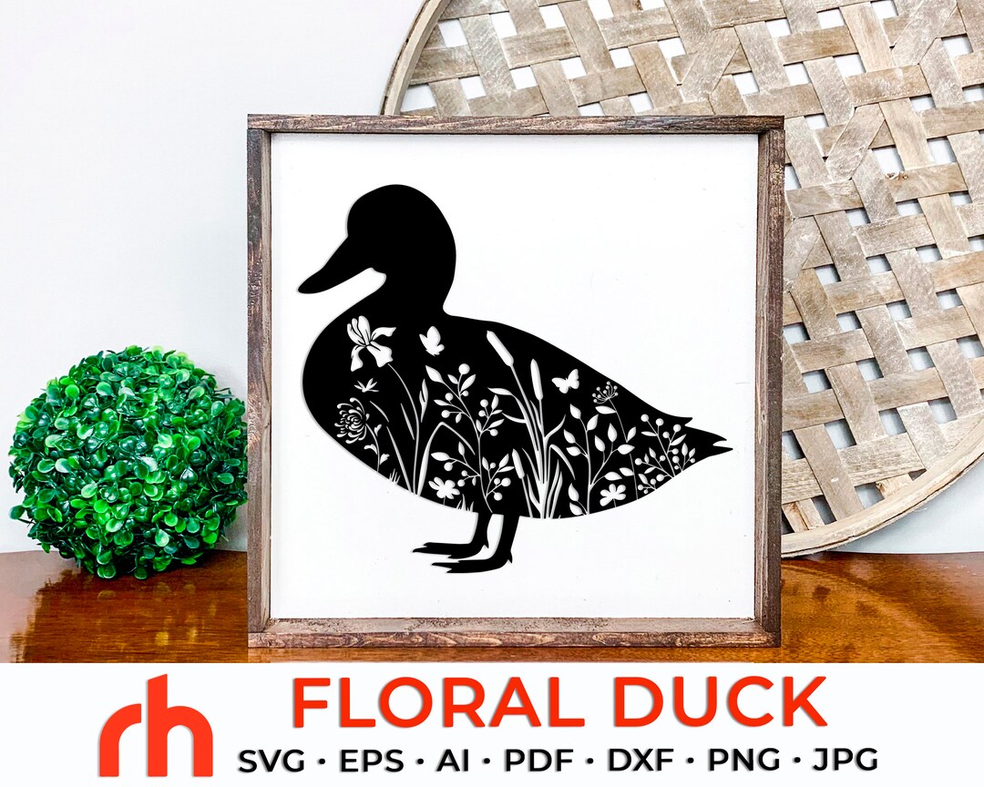Floral Duck SVG Flower Animal Cut File Farm Life DXF - Etsy