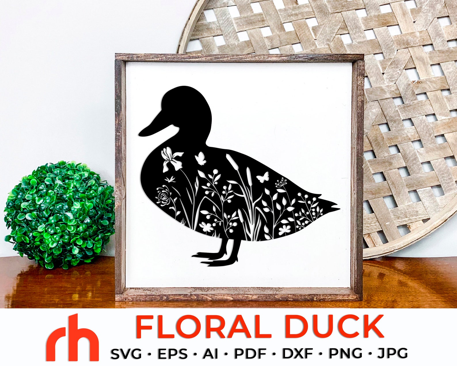 Floral Duck SVG Flower Animal Cut File Farm Life DXF - Etsy