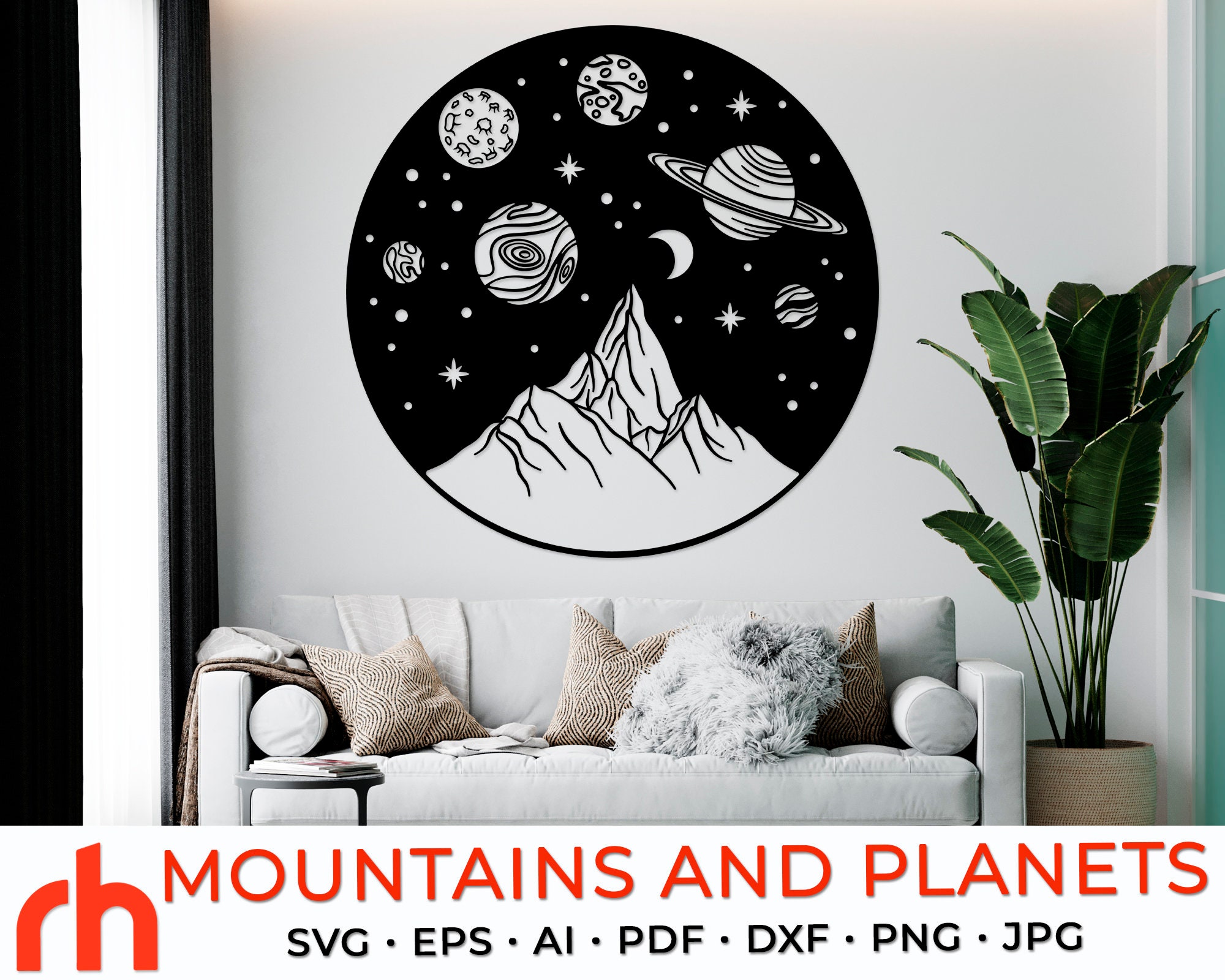 Mountains and Planets SVG, Solar System Cut File, Adventure Awaits DXF ...