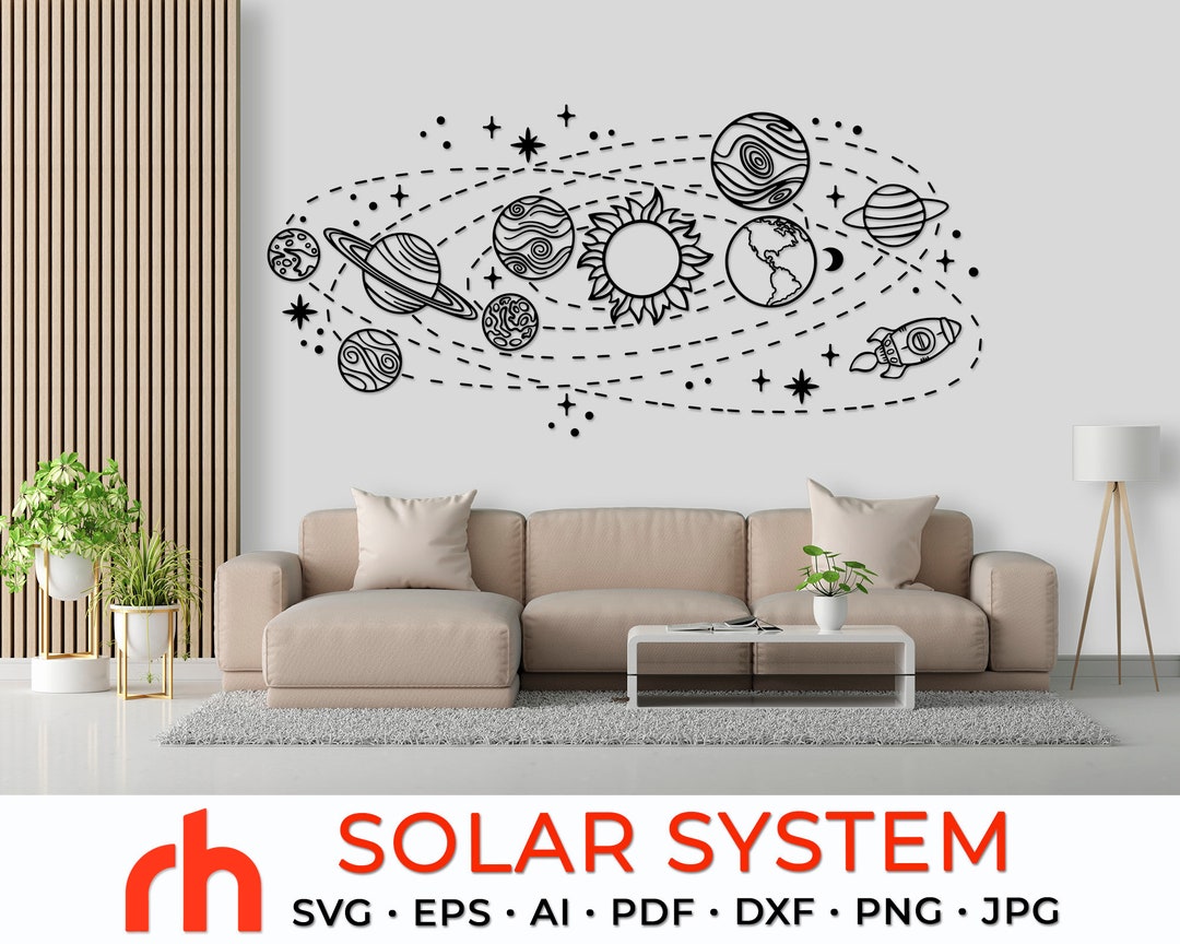 Solar System SVG, Orbit Planets DXF, Space Decor Cut File - Etsy