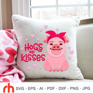 Hogs and Kisses SVG, Layered Door Sign Cut File, Silhouette of a Pig in ...