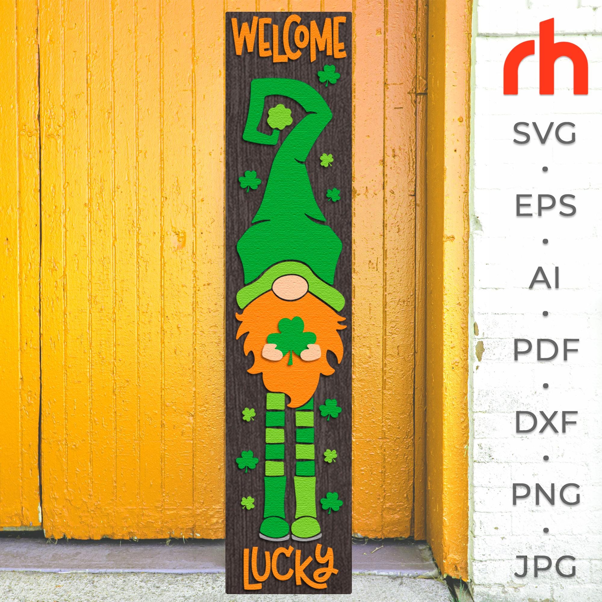 Welcome Lucky SVG, Layered Porch Sign Cut File, St. Patty's Day Leaner ...