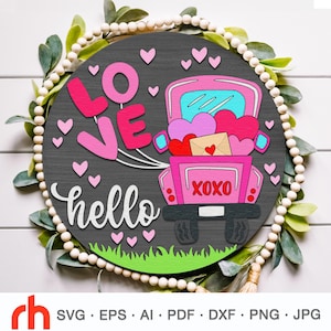 Hello Love SVG, Valentine’s Day Door Sign Cut File, Silhouette of a ...