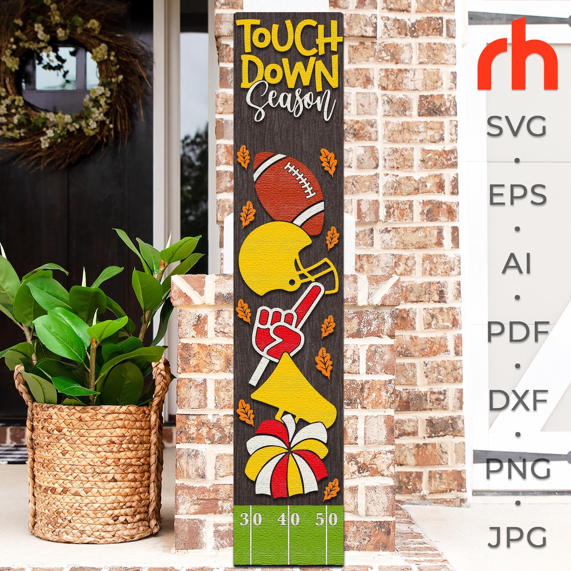 Touchdown Season SVG, Layered Porch Sign Cut File, Football Ball ...
