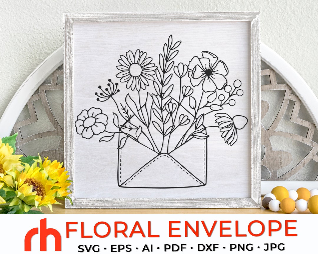 Floral Envelope SVG Flower Letter Cut File Wildflower Letter - Etsy