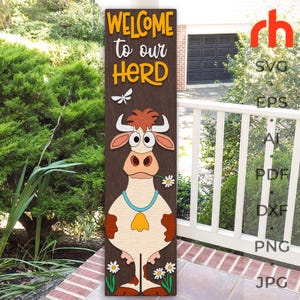 Welcome to Our Herd SVG, Layered Farm Porch Sign Cut File, Farmhouse ...