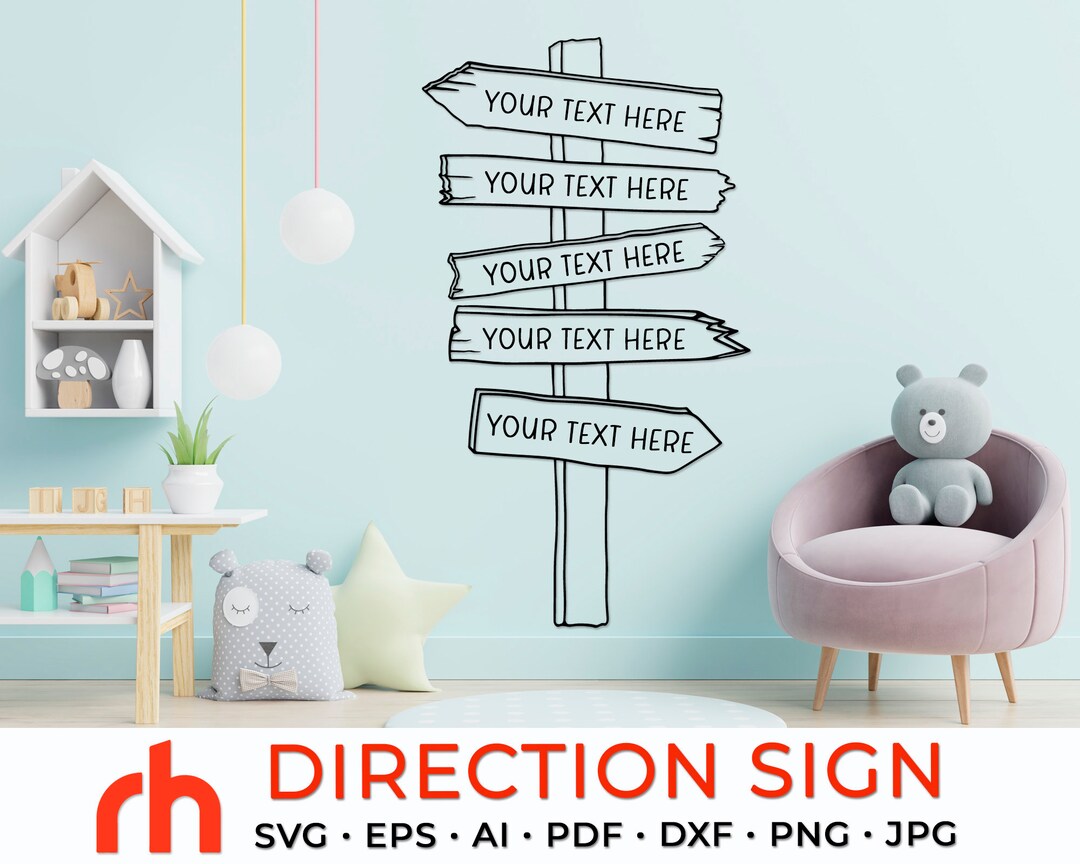 Direction Sign SVG Retro Signboard Cut File - Etsy Australia