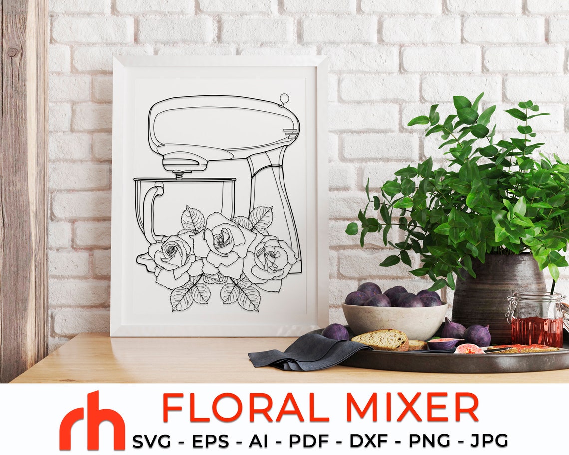 Flower Mixer SVG Floral Baking Cut File - Etsy