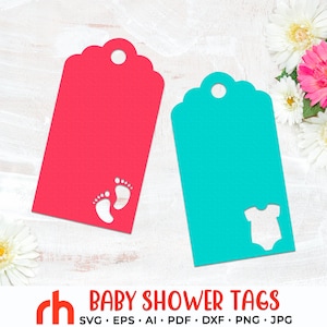Baby Shower Tags SVG, Gift Tags Cut File, Onesie Tags DXF, Tags With ...