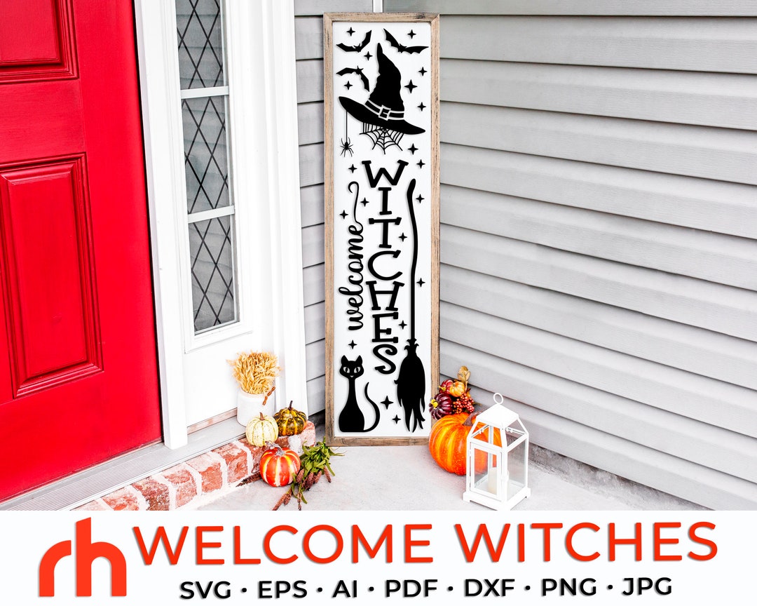 Welcome Witches SVG Halloween Porch Board Cut File Vertical - Etsy