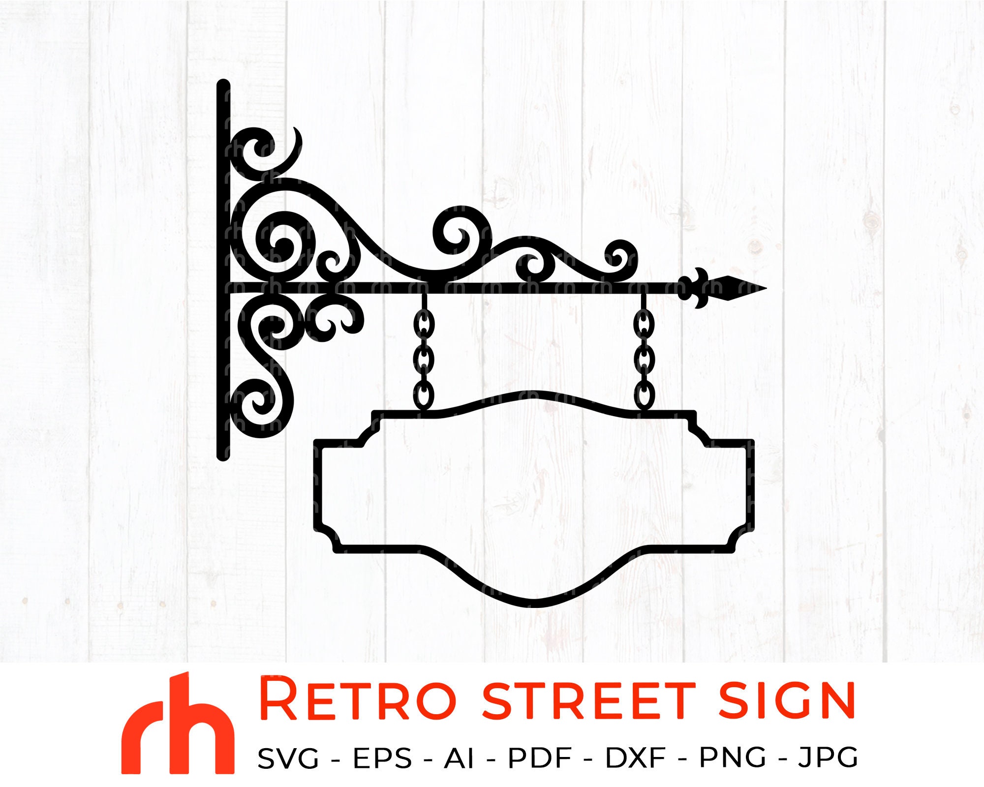 Retro street sign svg Road sign svg Hanging sign svg | Etsy