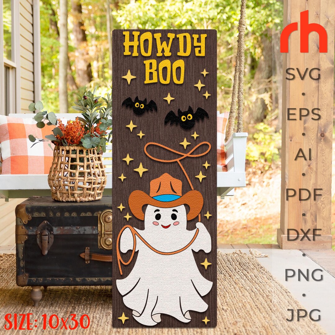 Howdy Boo SVG, Halloween Porch Sign Cut File, Silhouette of a Cute ...