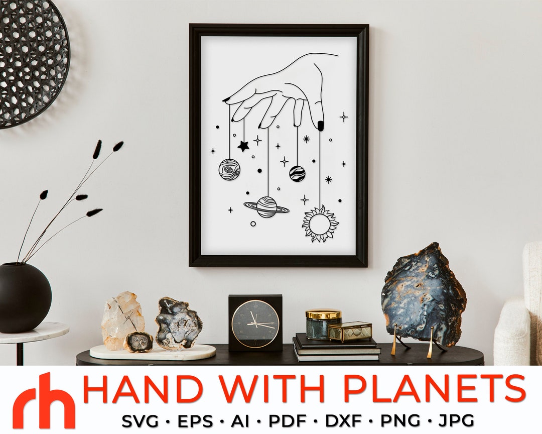 Hand With Planets SVG Mystical Design Cut File Astrology - Etsy