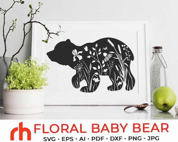 Floral Baby Bear SVG Forest Animal Cut File - Etsy