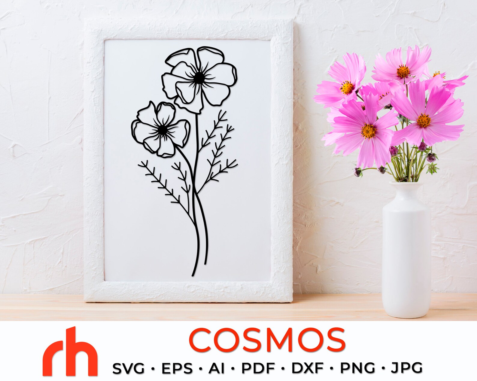 Cosmos SVG Libra Flower Cut File October Birth Plant DXF - Etsy