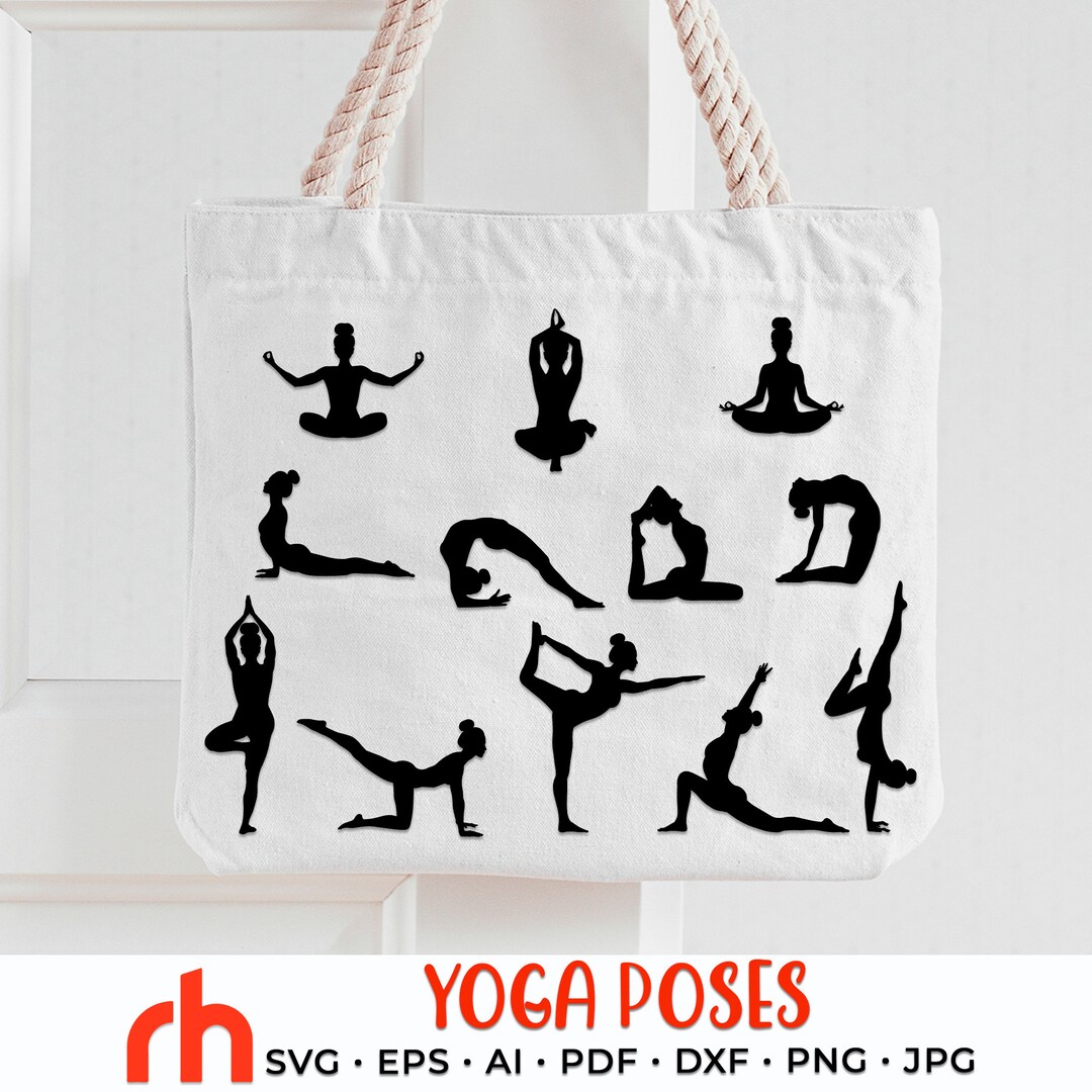 Yoga Poses SVG Bundle, Silhouette of a Woman in a Yoga Pose, Asana Cut ...