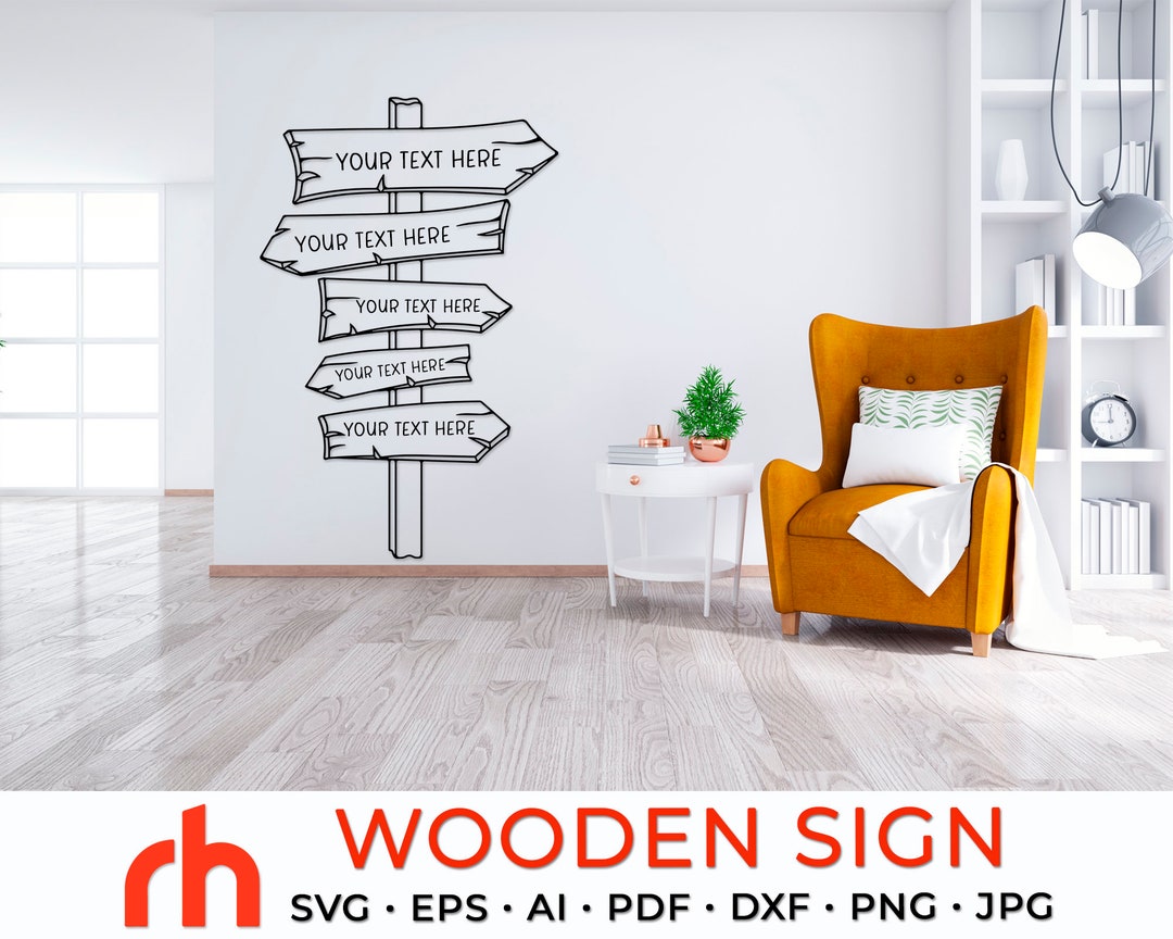 Wooden Sign SVG, Direction Board Cut File, Old Signboard DXF, Signpost ...